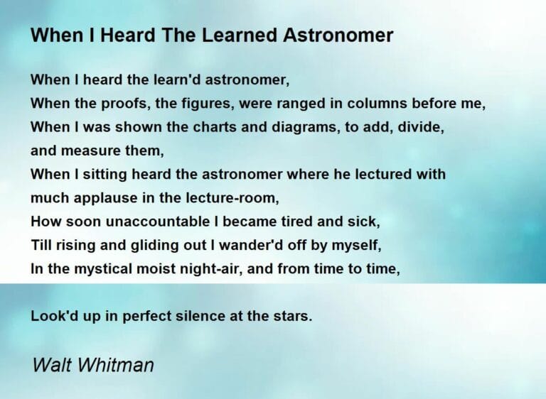 Walt Whitman's When I Heard the Learn'd Astronomer: A Timeless Message ...