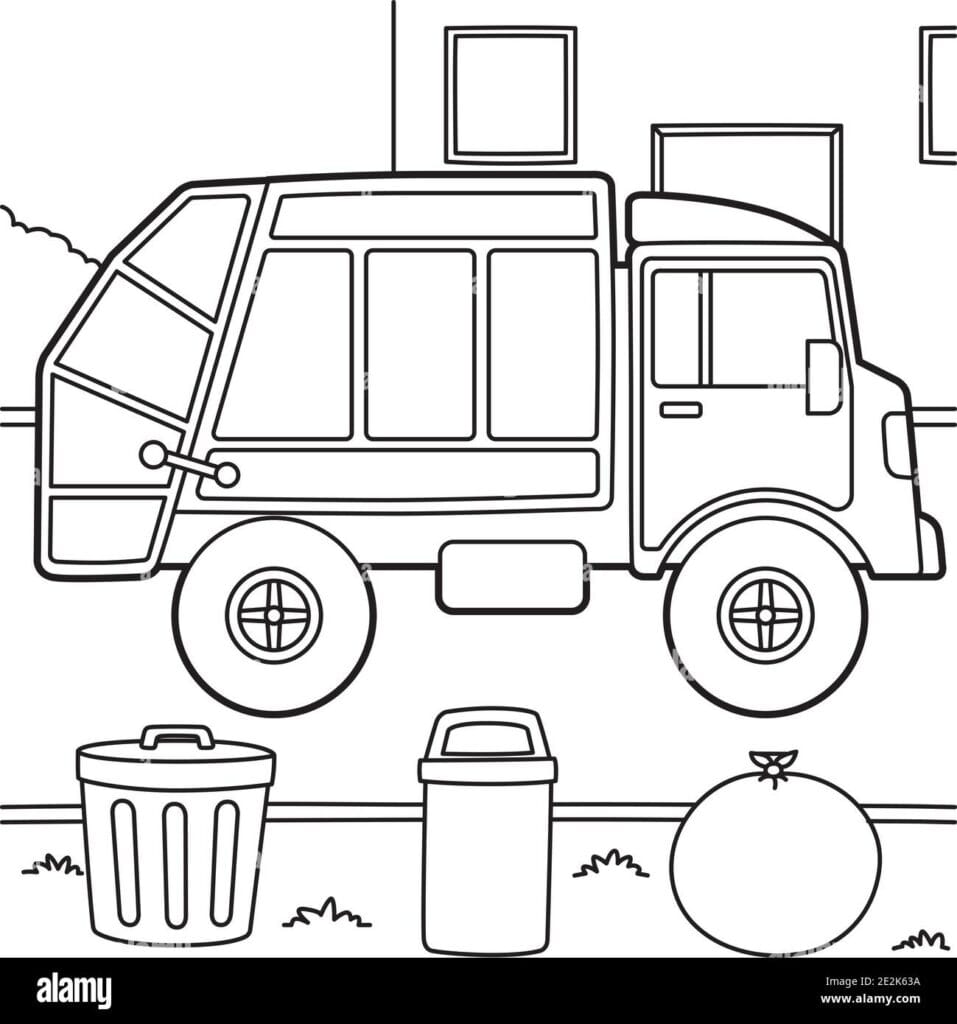Free Printable Bin Lorry Colouring Pages for Kids: Fun & Educational