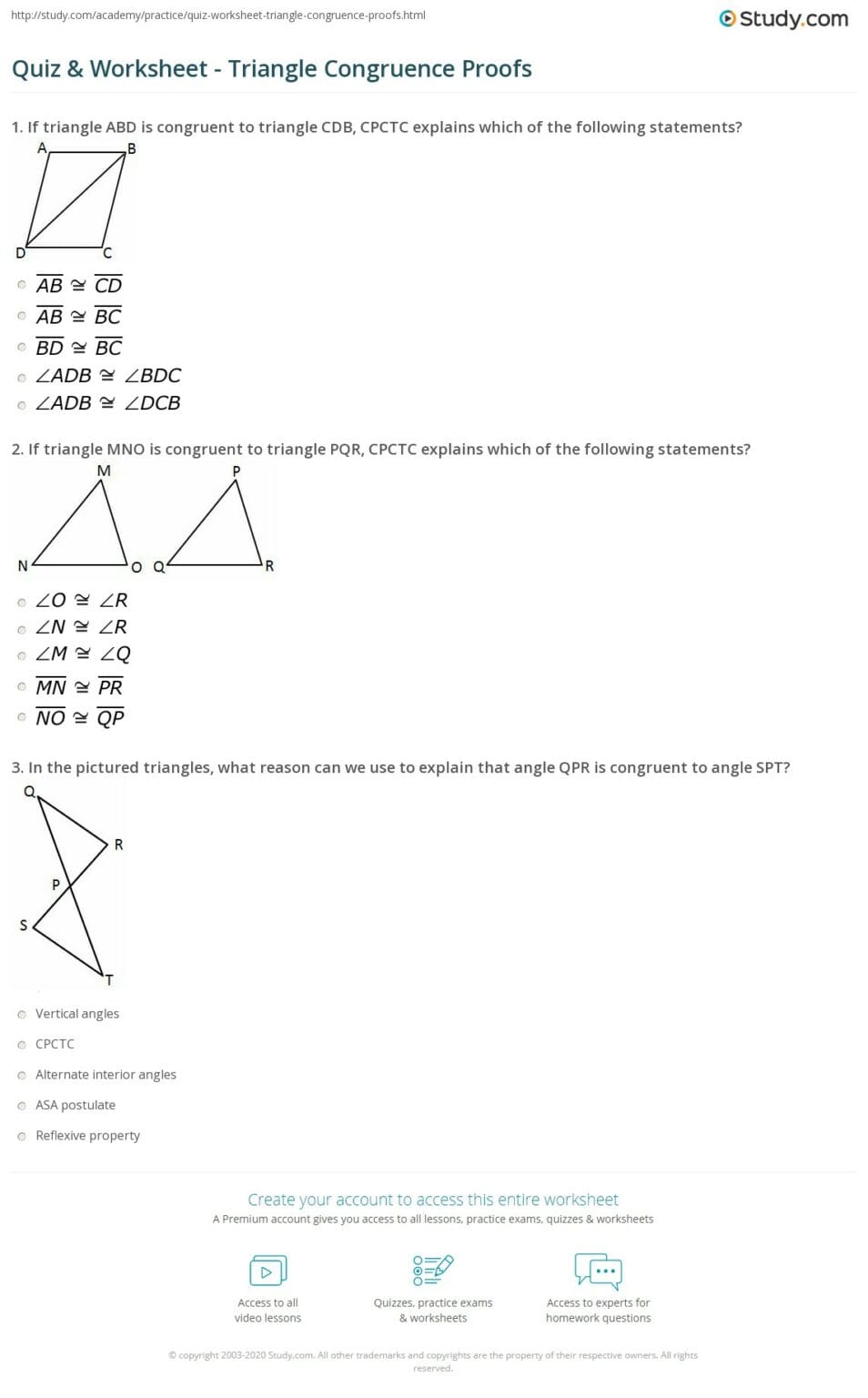 Mastering Congruent Triangles: Free Worksheets with Answers (Plus ...
