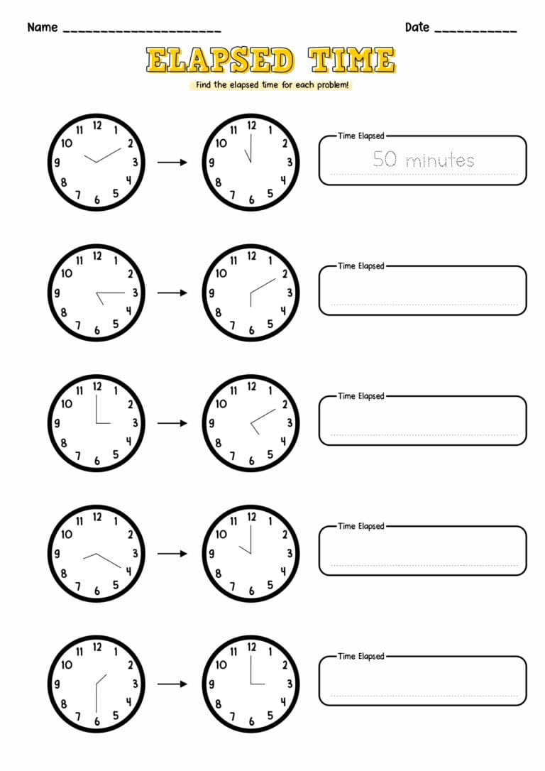 Mastering Elapsed Time: Free Printable Worksheets, Activities, & Answer ...