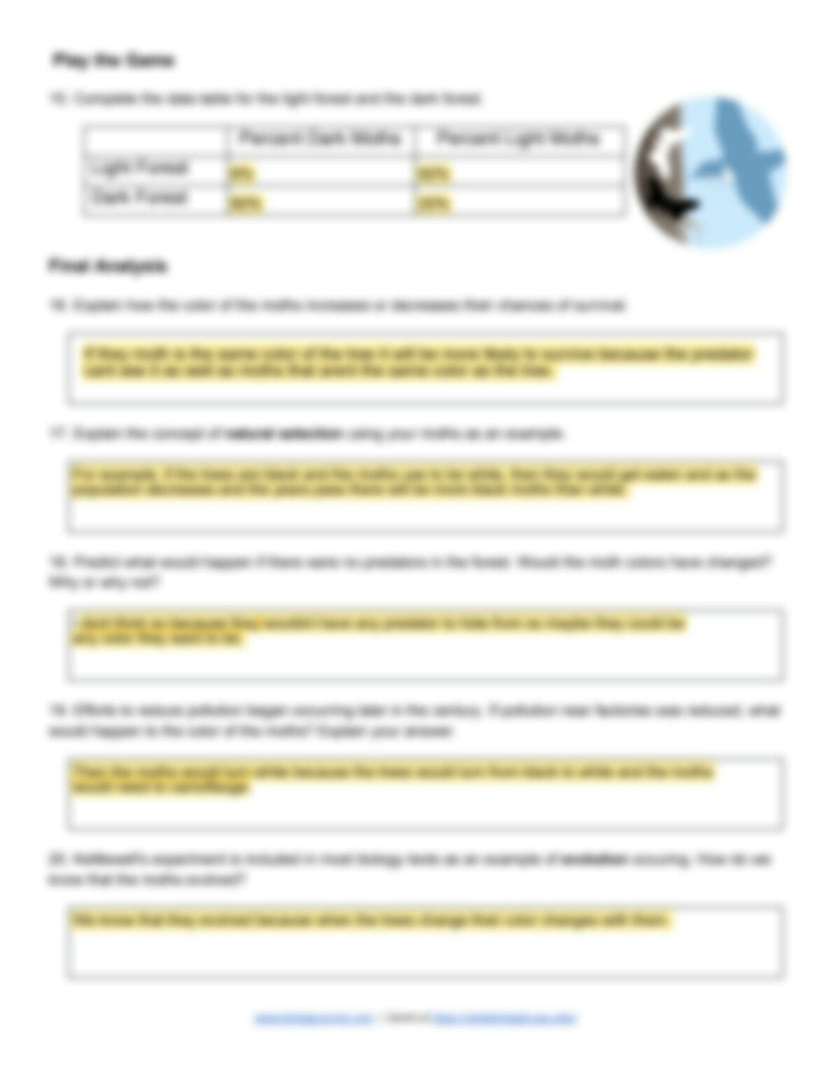 Play the Peppered Moth Game: Understanding Evolution Through ... Play the Peppered Moth Game: Understanding Evolution Through ...