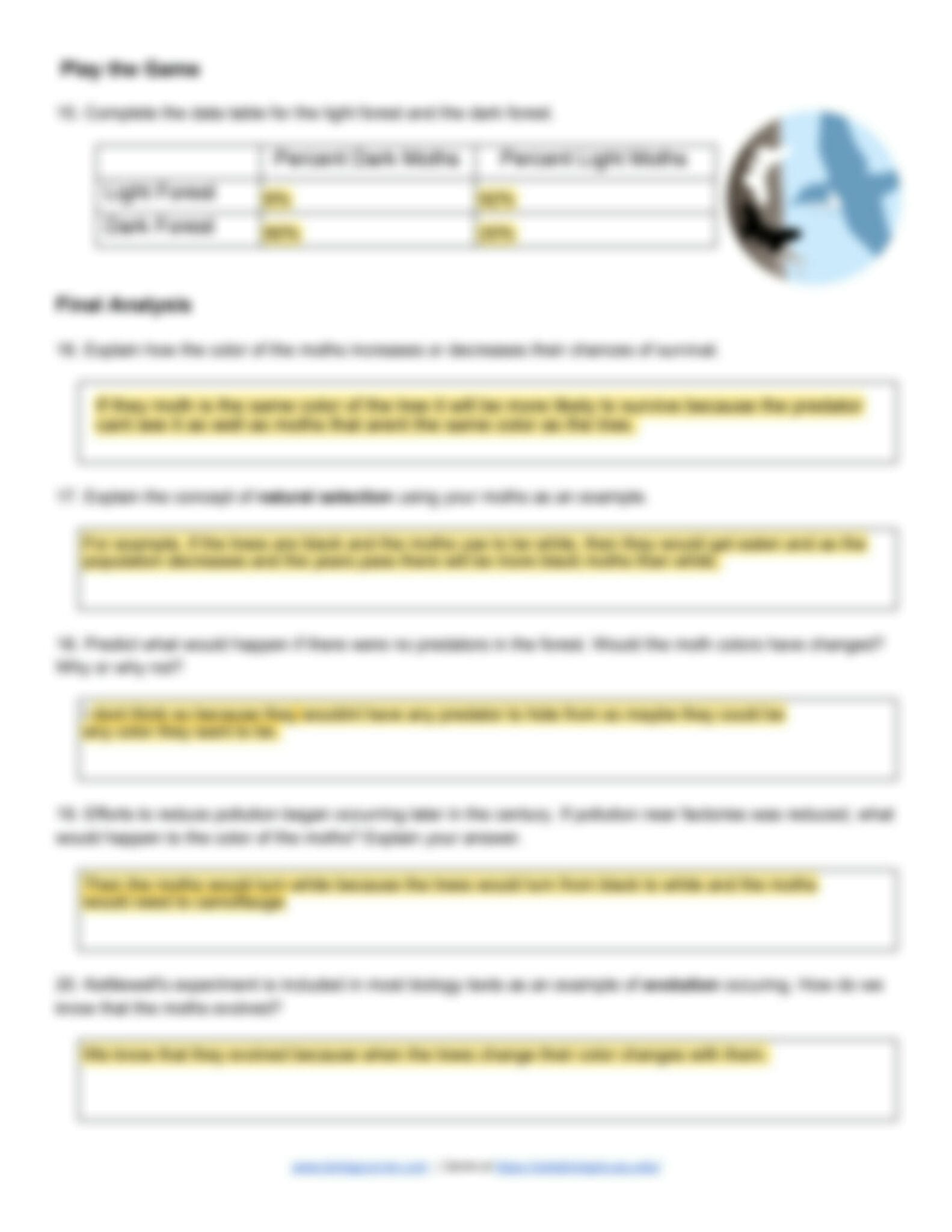 Play the Peppered Moth Game: Understanding Evolution Through ...