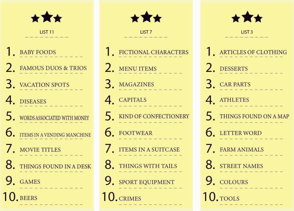 The Ultimate Scattergories List Guide: Printable Lists, Generators ...