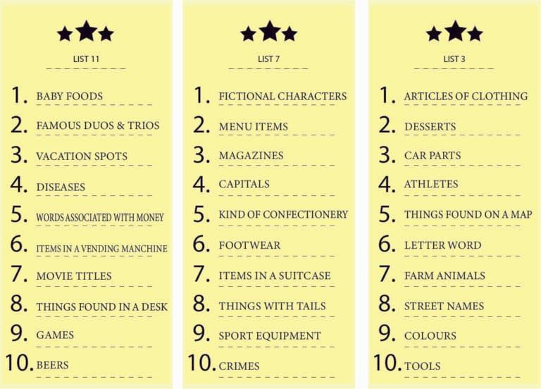 The Ultimate Scattergories List Guide: Printable Lists, Generators ...