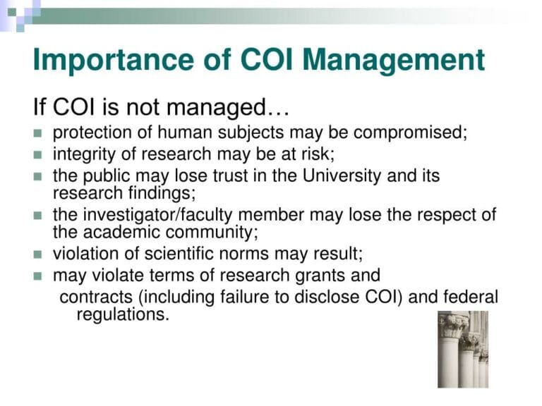 The COI Management Plan: Aims, Components, and Best Practices for ...