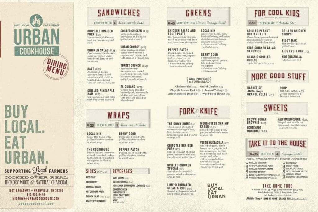 Urban Cookhouse Menu: A Farm-to-Table Feast of Wood-Fired Flavors