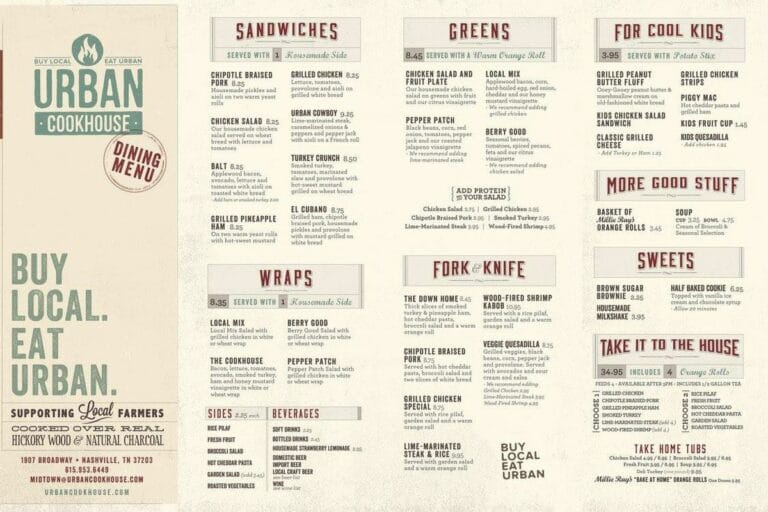 Urban Cookhouse Menu: A Farm-to-Table Feast of Wood-Fired Flavors