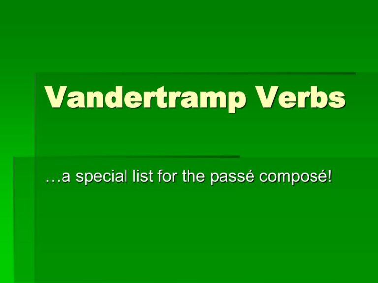 Mastering the Dr. Mrs. Vandertramp Verbs: Your Key to the French Passé ...